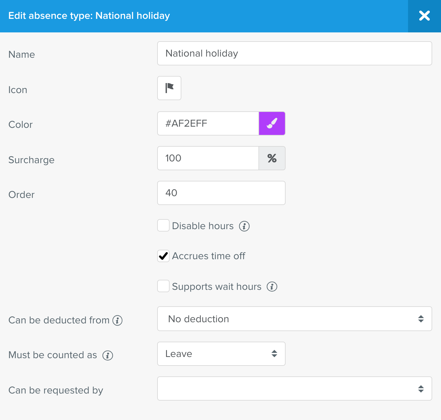 Managing absence types